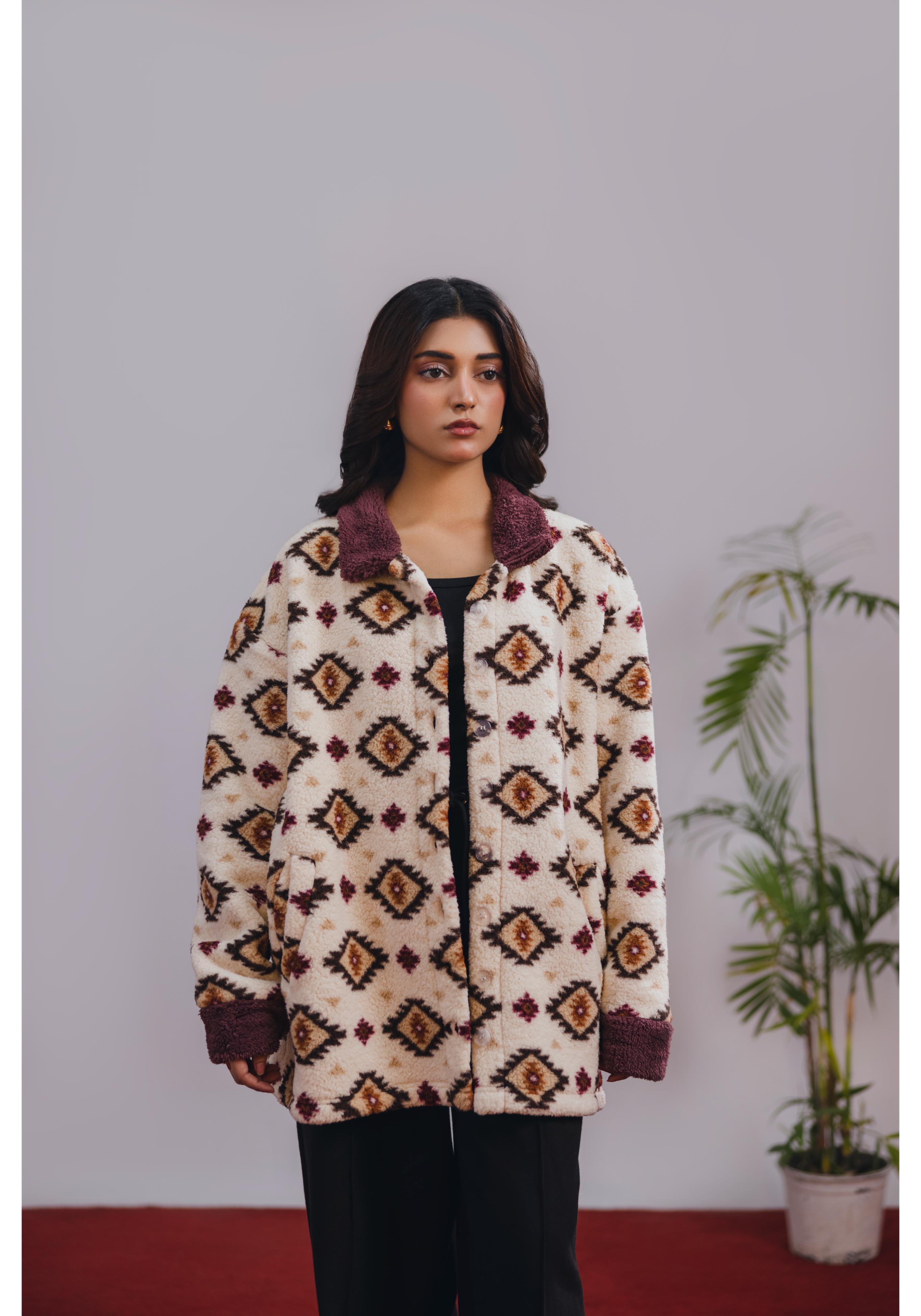 Printed Sherpa Shacket – Fusionic.pk